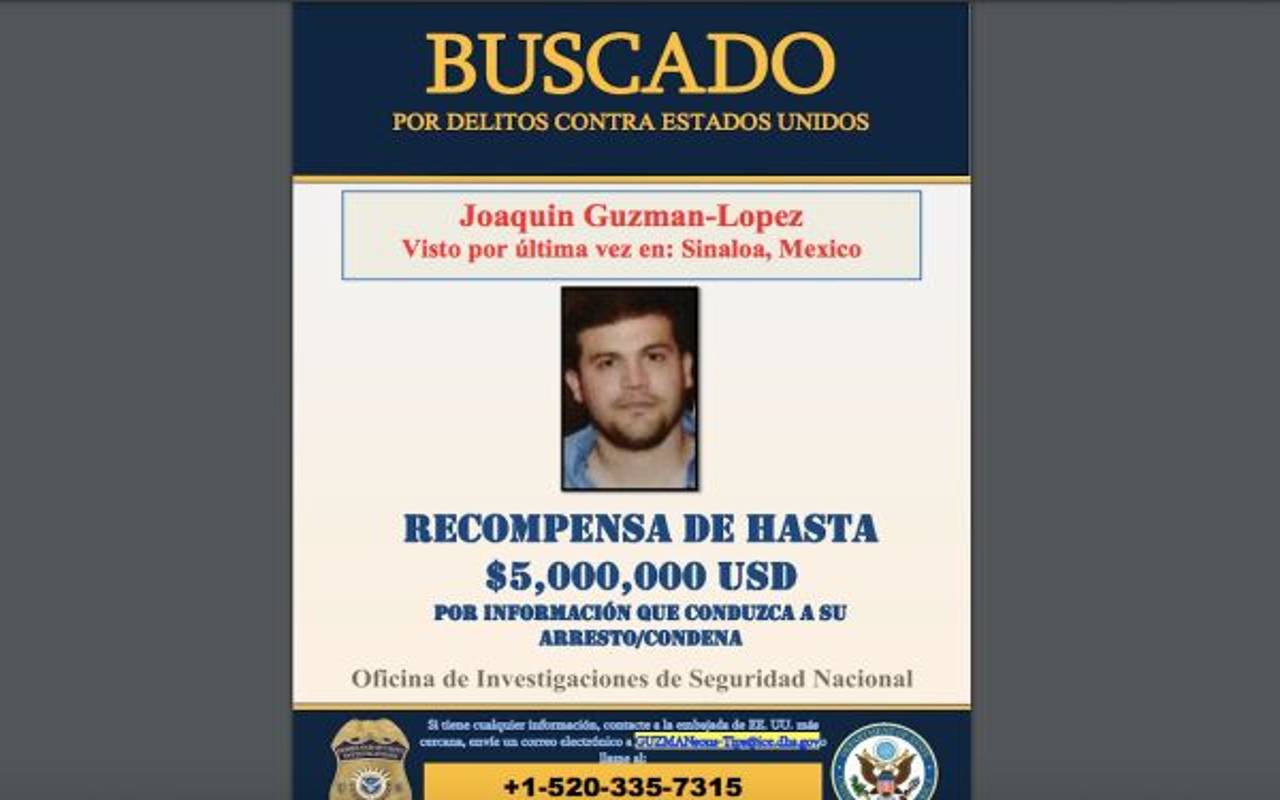“Chapito”: Difunden nueva foto y USA ofrece recompensa de 5 mdd