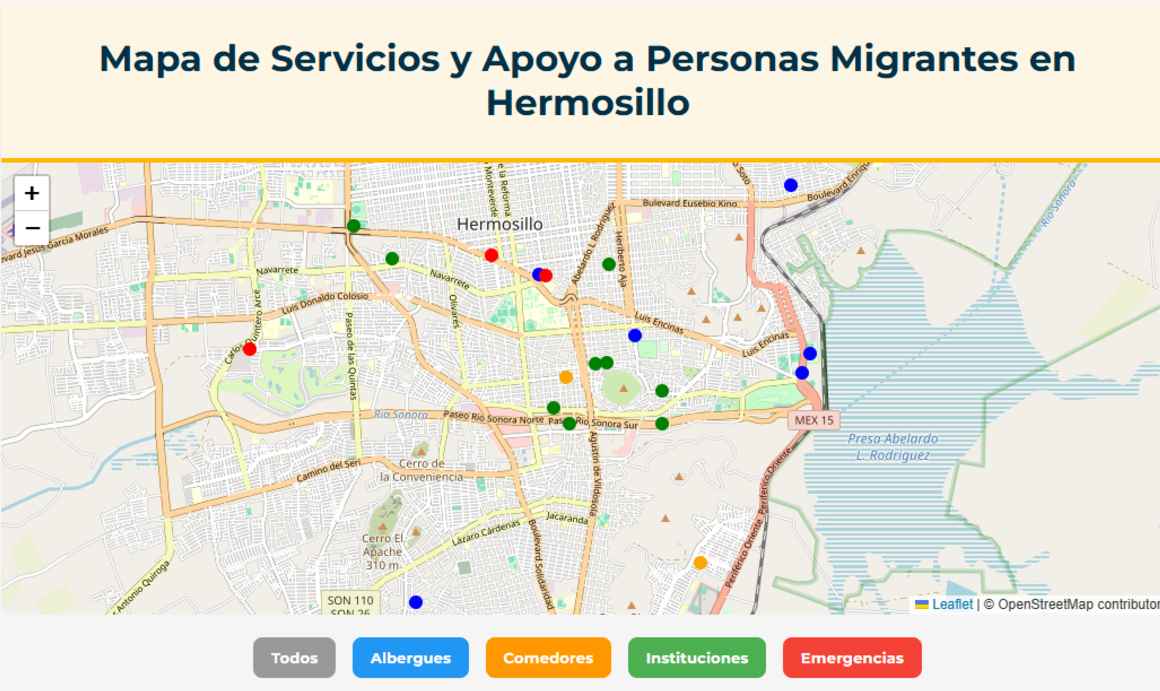 Mapa Hermosillo Solidario, un recurso que brinda apoyo a familias en situación migratoria